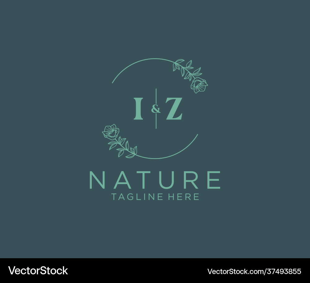 Initial iz letters botanical feminine logo Vector Image