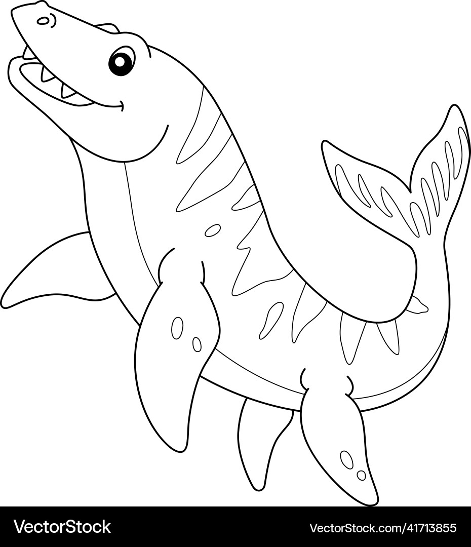 Mosasaurus coloring isolated page for kids Vector Image