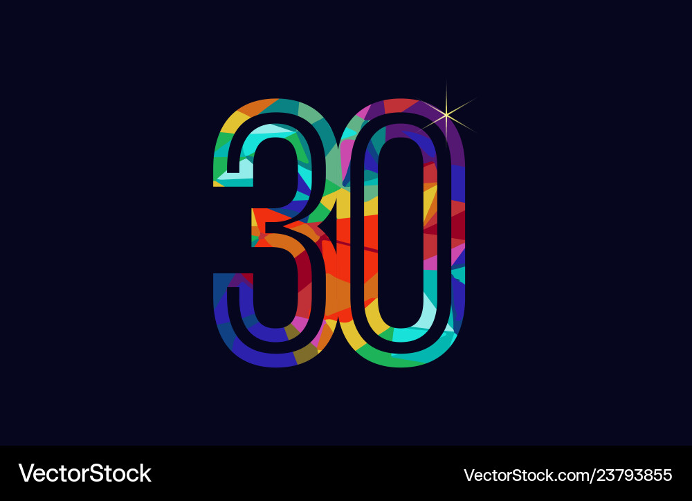 Rainbow colored number 30 logo company icon design