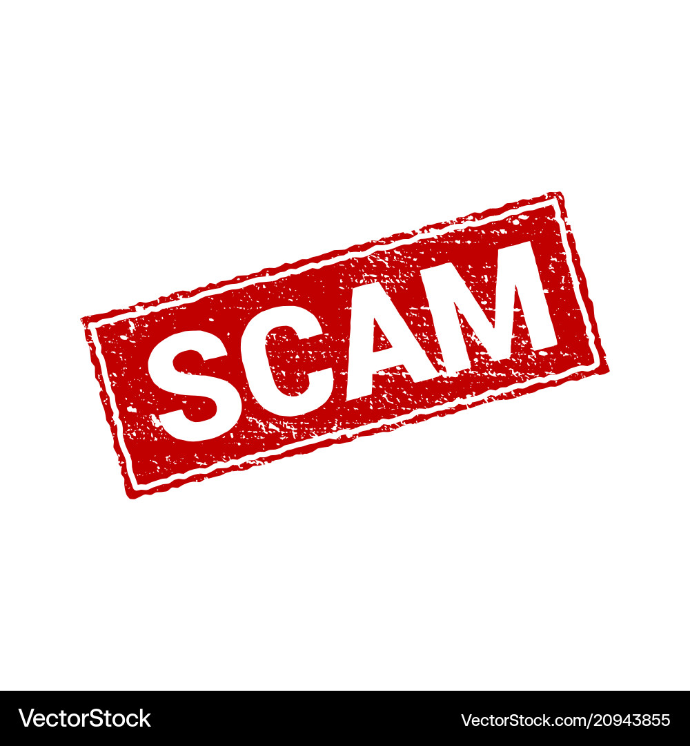 Scam grunge red stamp square sign label Royalty Free Vector