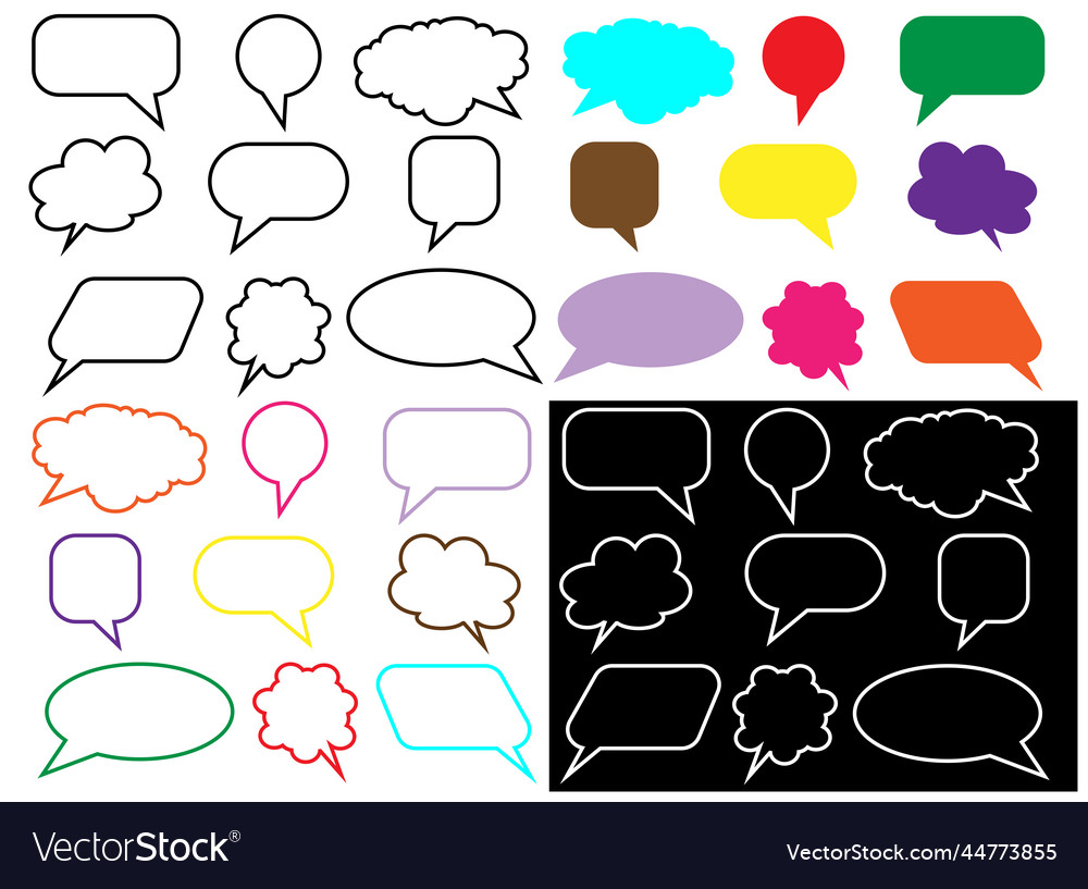 Speech bubbles set thought dream cloud quote Vector Image