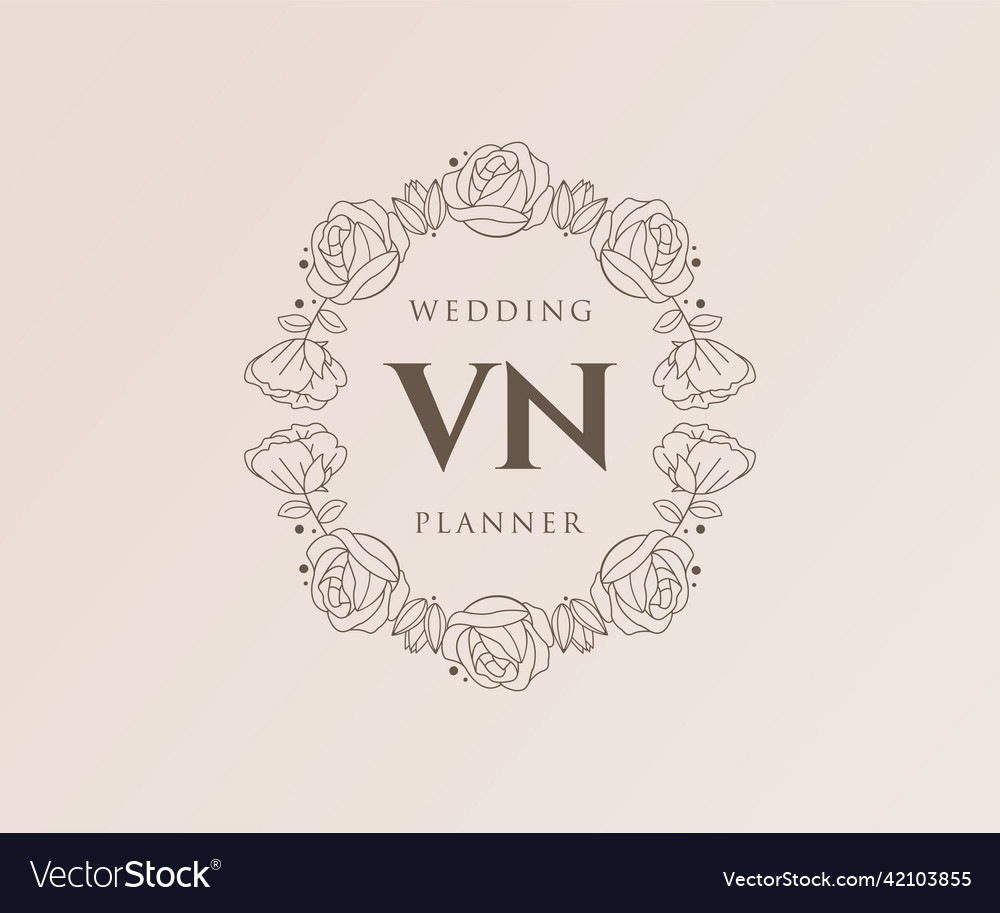 Vn initials letter wedding monogram logos Vector Image