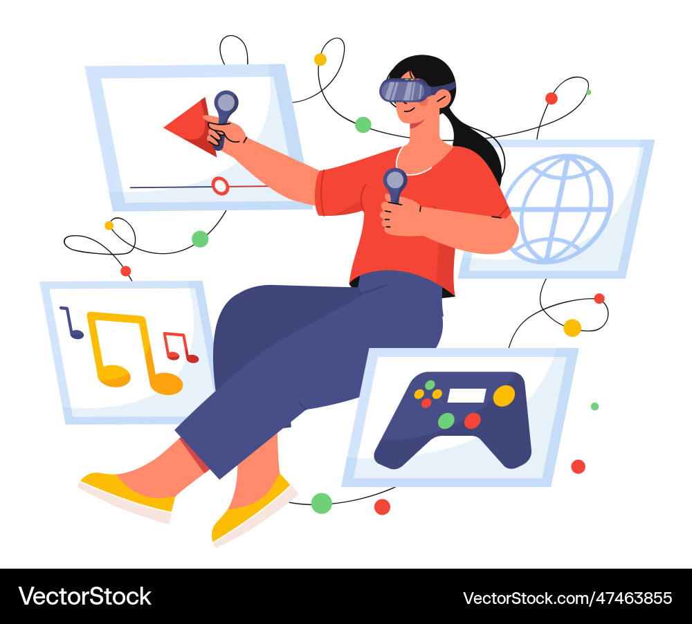 Woman in virtual reality concept Royalty Free Vector Image