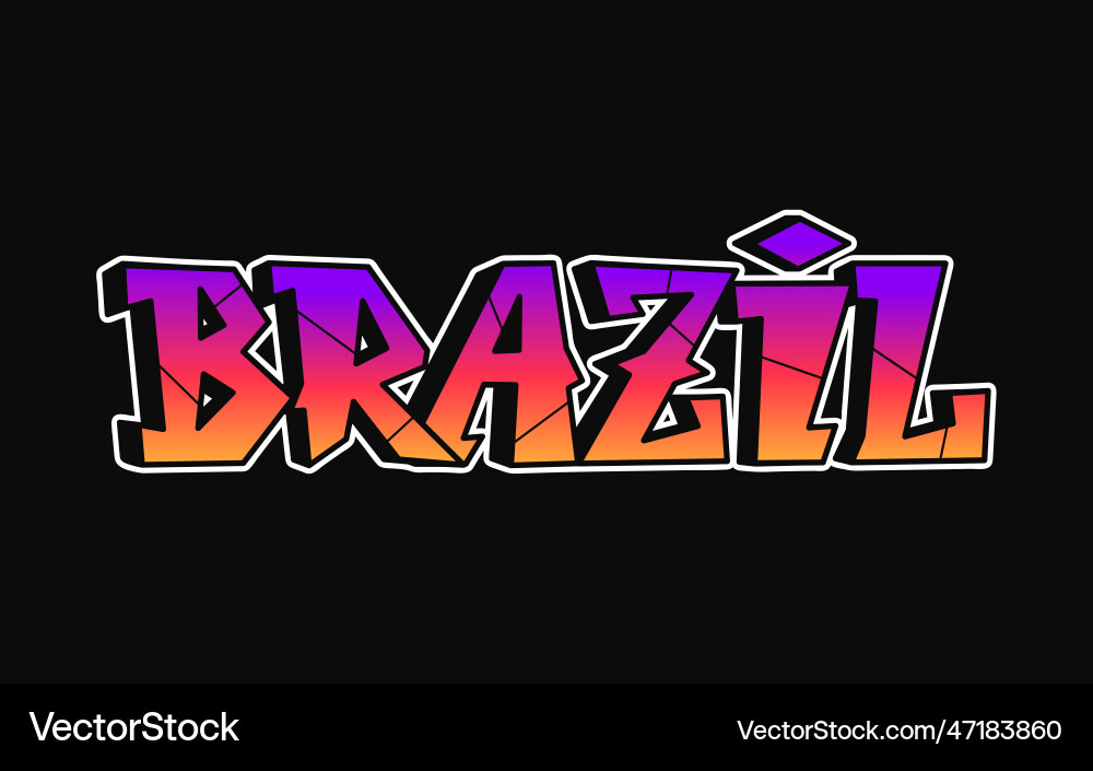 Brazil - single word letters graffiti style Vector Image