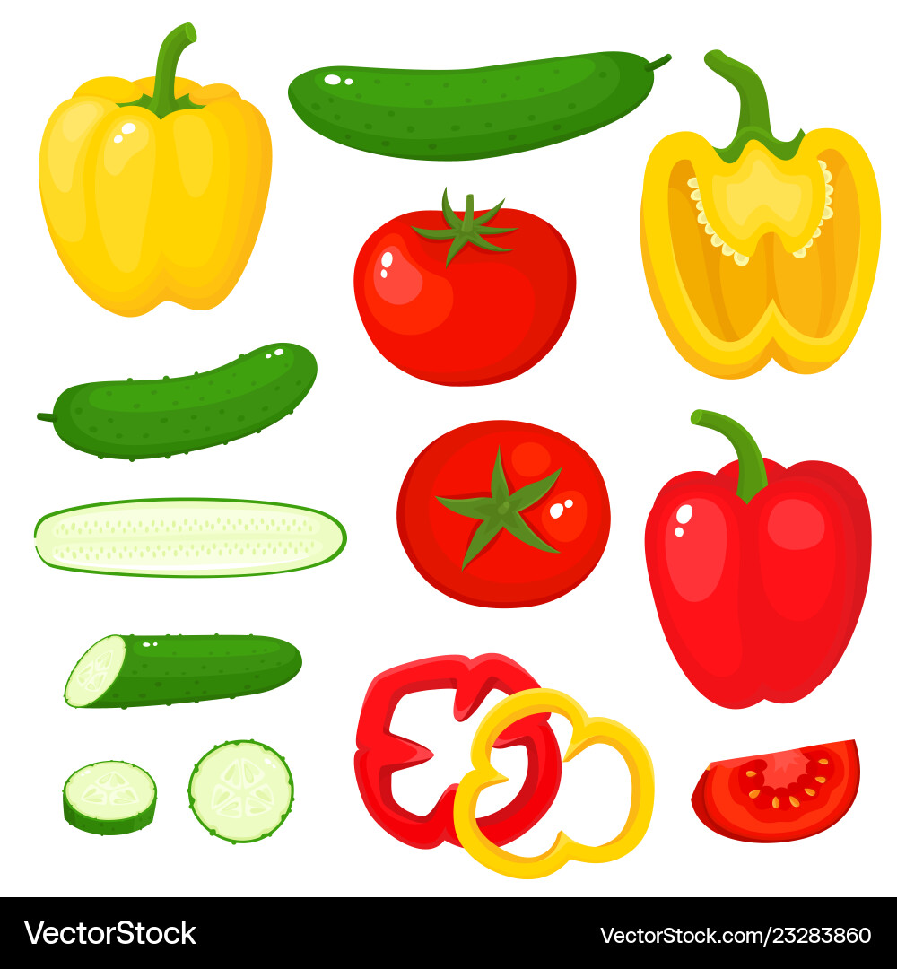 Bright of pepper tomato Royalty Free Vector Image