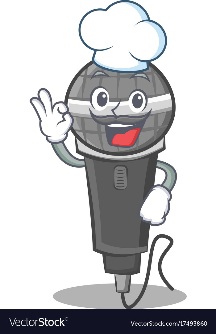 Chef microphone cartoon character design Vector Image Chef microphone cartoon character design Vector Image