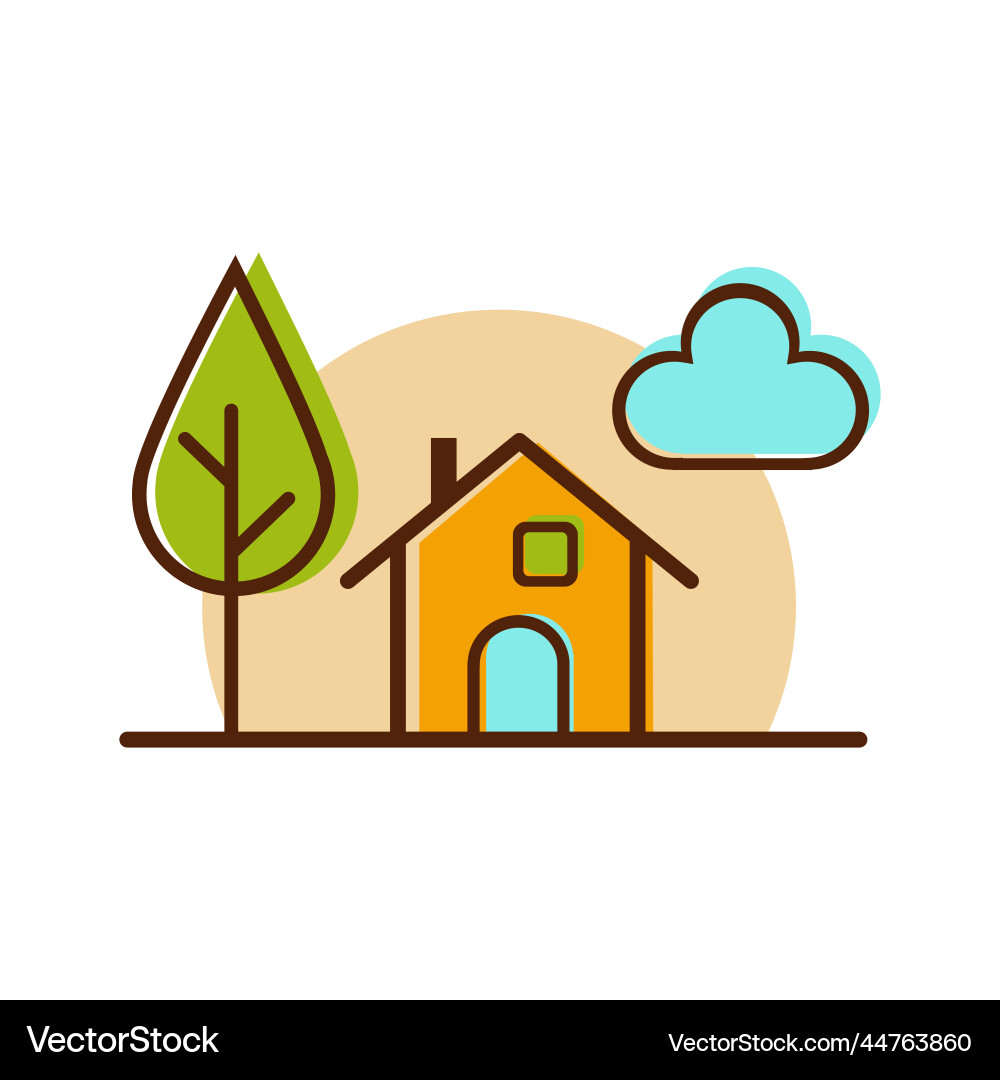 Cute house logo and icon Royalty Free Vector Image