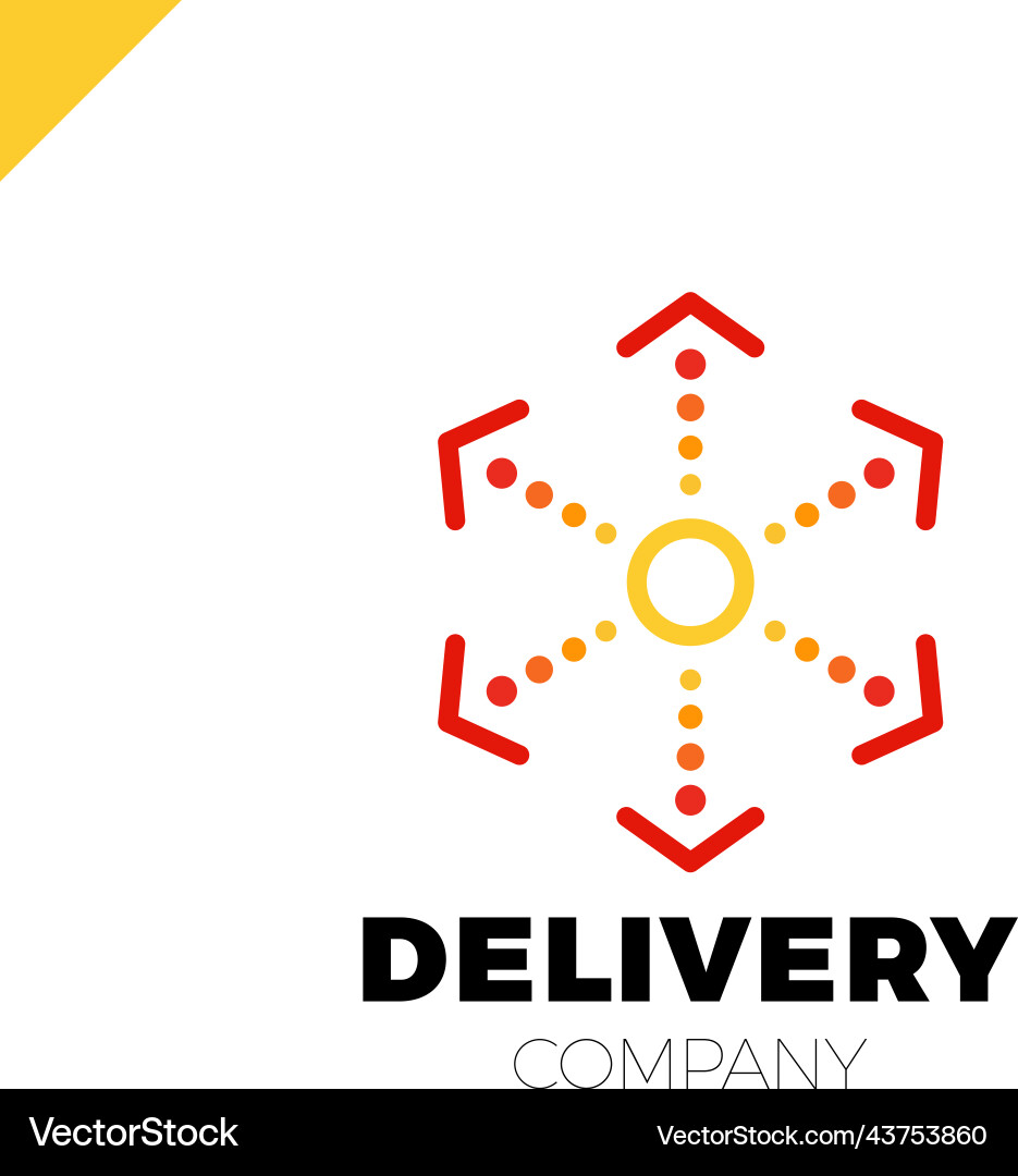 Delivery six arrow logo circle in middle and dot Vector Image