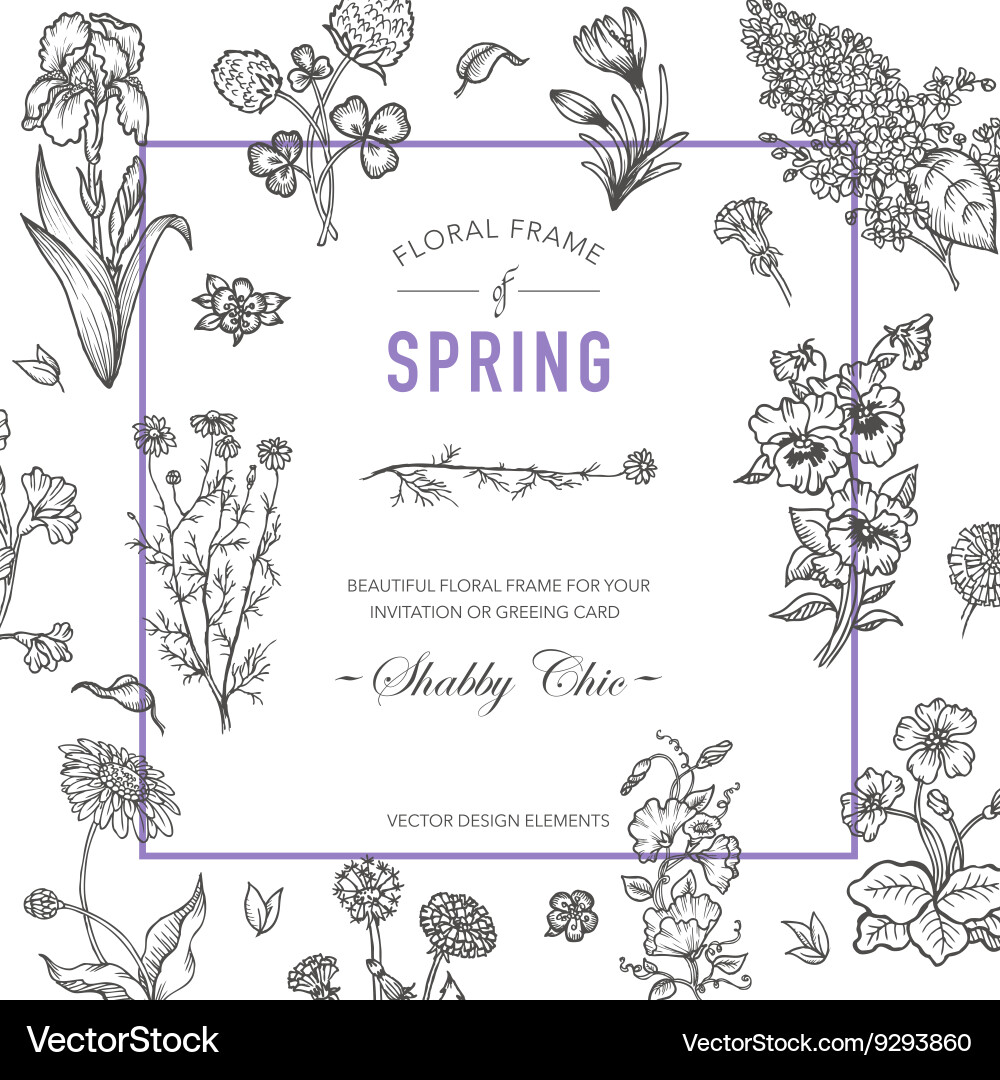 Floral frame invitation card wedding Royalty Free Vector