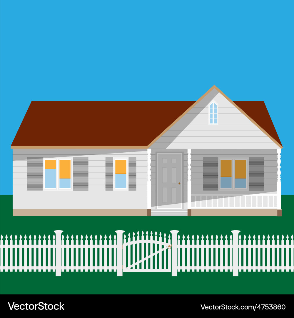 House and fence Royalty Free Vector Image - VectorStock