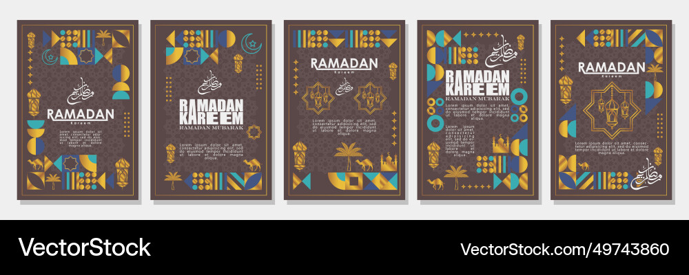 Islamic greeting card set template with ramadan Vector Image