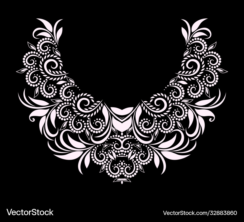 Neckline ethnic floral design Royalty Free Vector Image