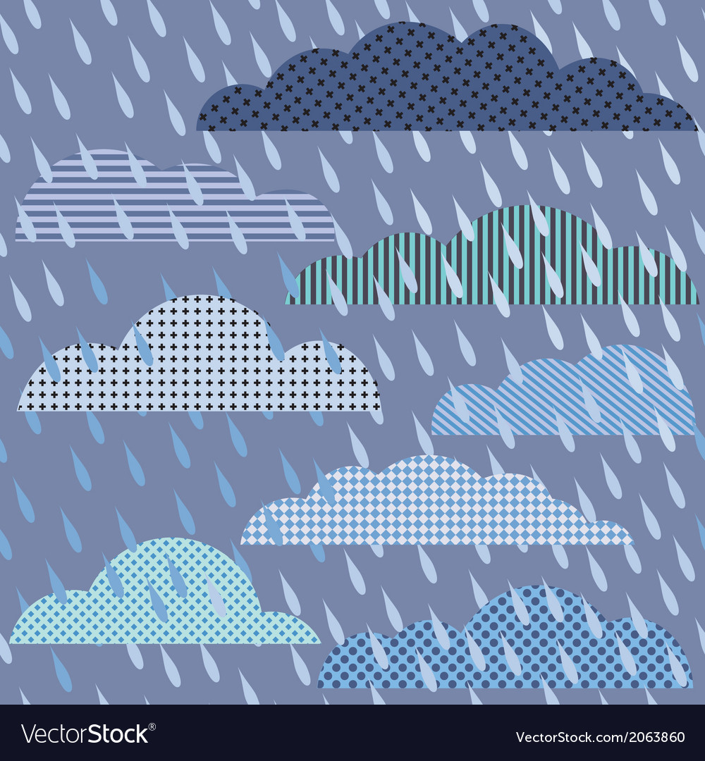 Rainy seamless pattern with clouds Royalty Free Vector Image