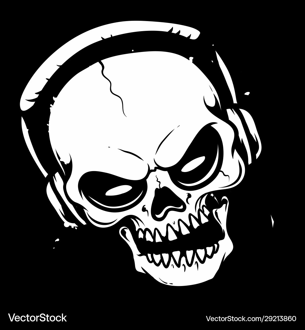 Skull head hand drawingisolatedeasy to edit Vector Image