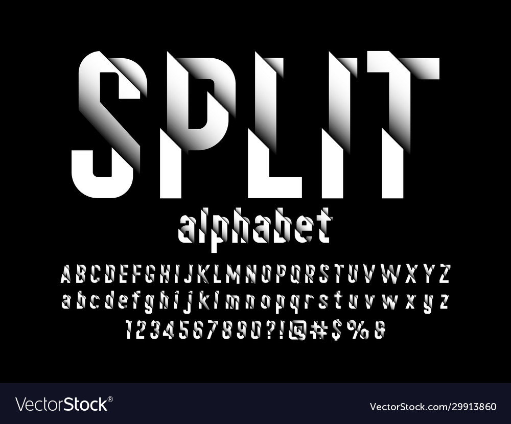 Split font Royalty Free Vector Image - VectorStock