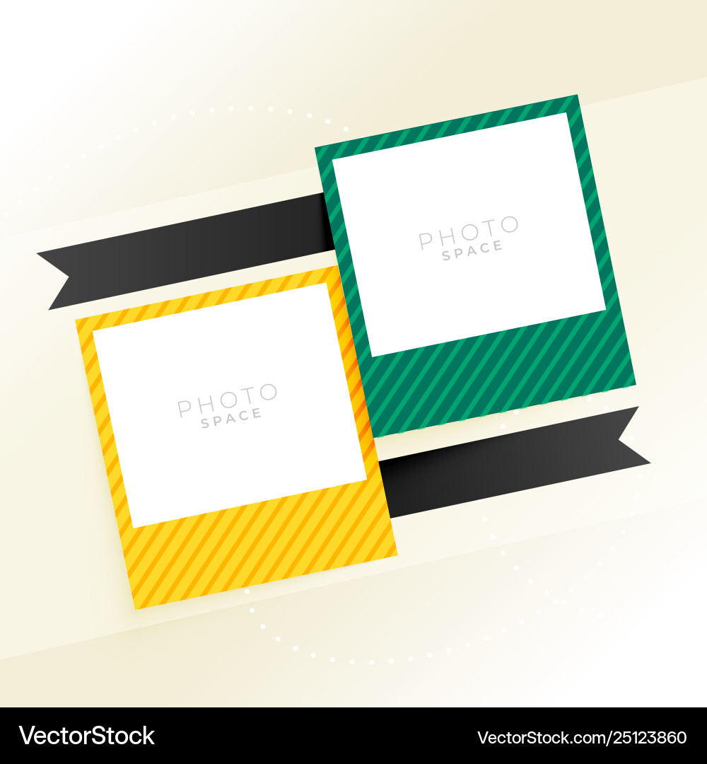 Two photo frame with ribbons background Royalty Free Vector