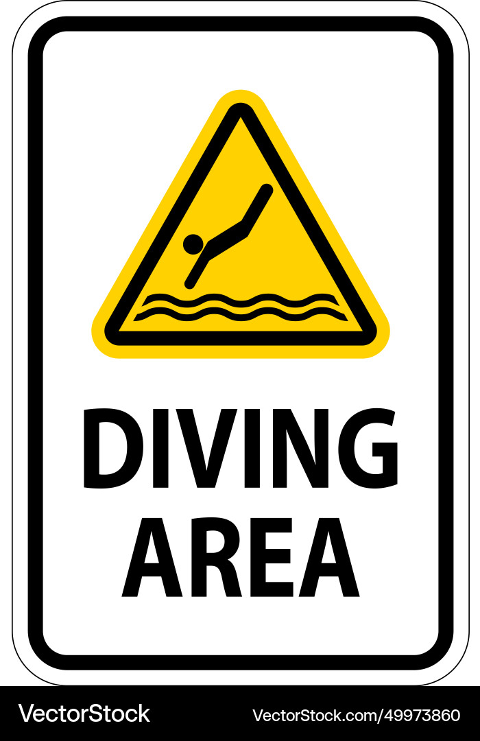 Water safety sign caution - diving area Royalty Free Vector