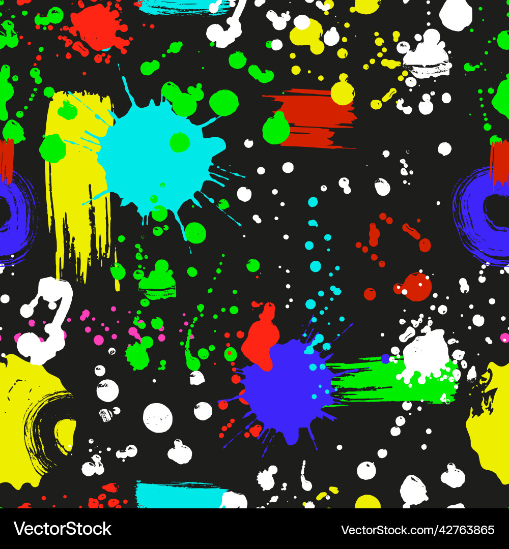 Brush paint blobs seamless pattern graffiti Vector Image