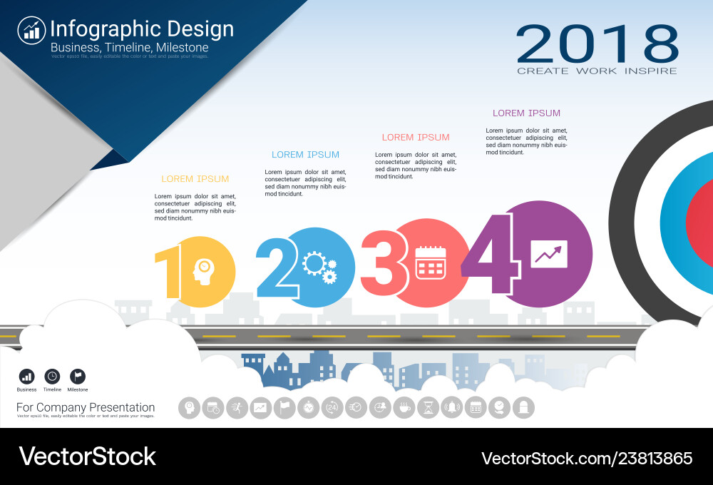 Business infographics template milestone timeline Vector Image