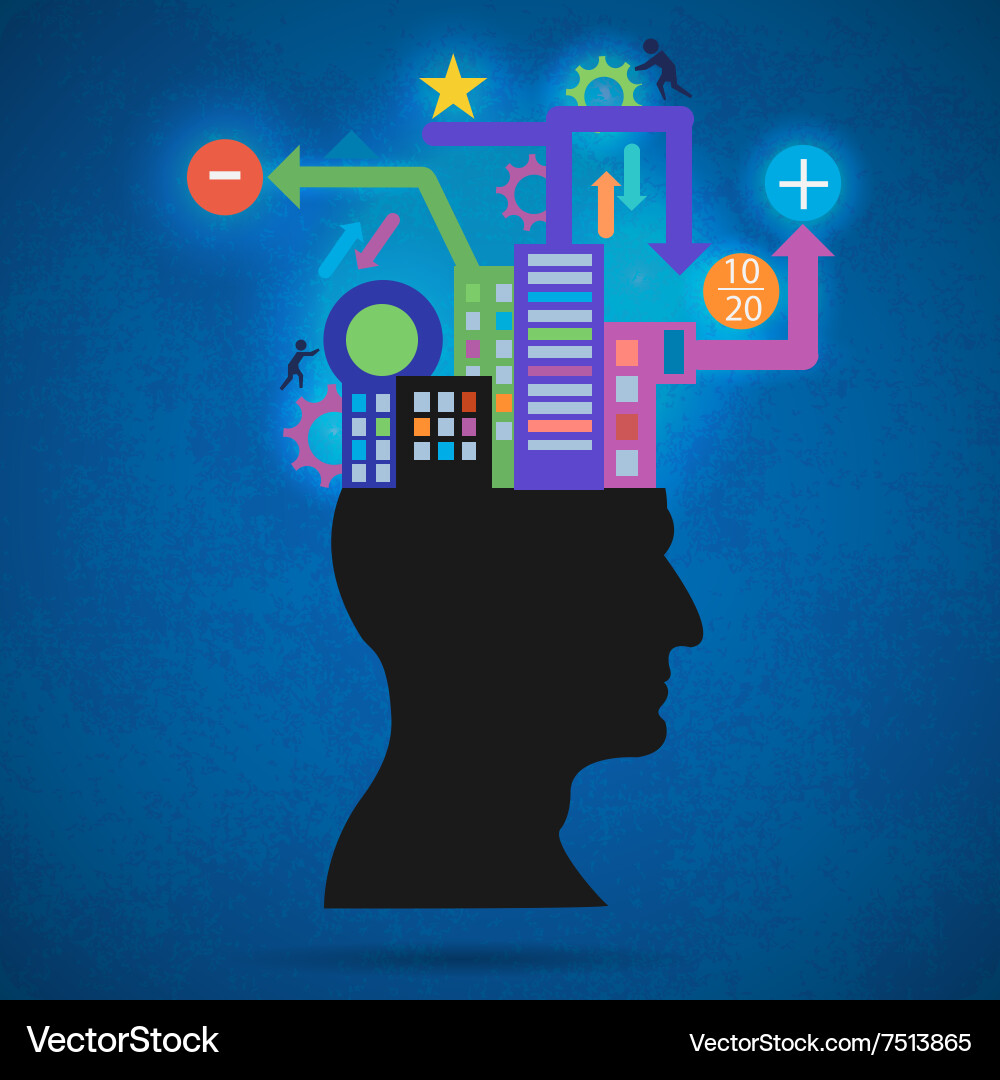 Creative concept silhouette of the head brain Vector Image