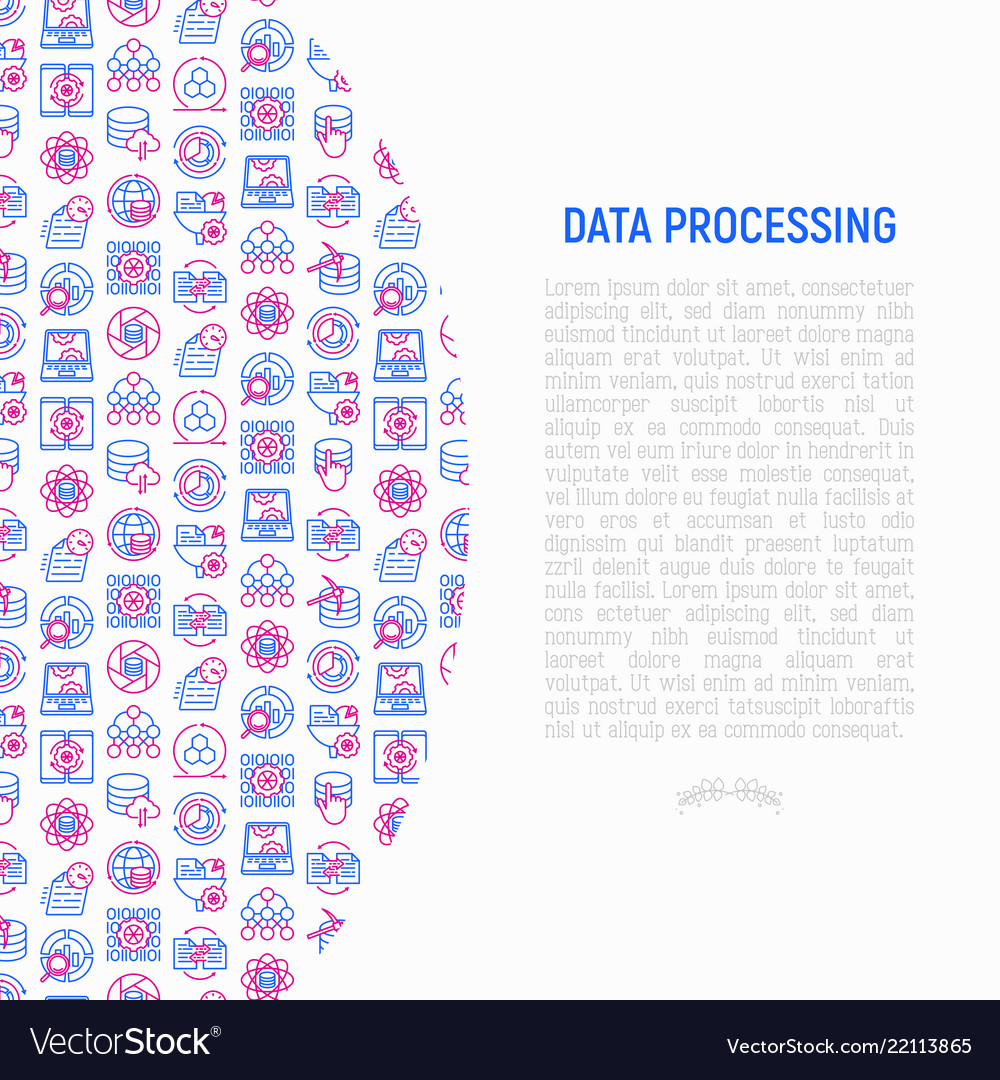Data processing concept with thin line icons Vector Image
