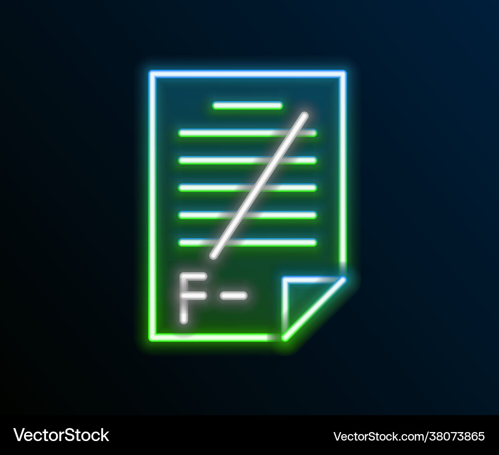 Glowing neon line exam paper with incorrect Vector Image