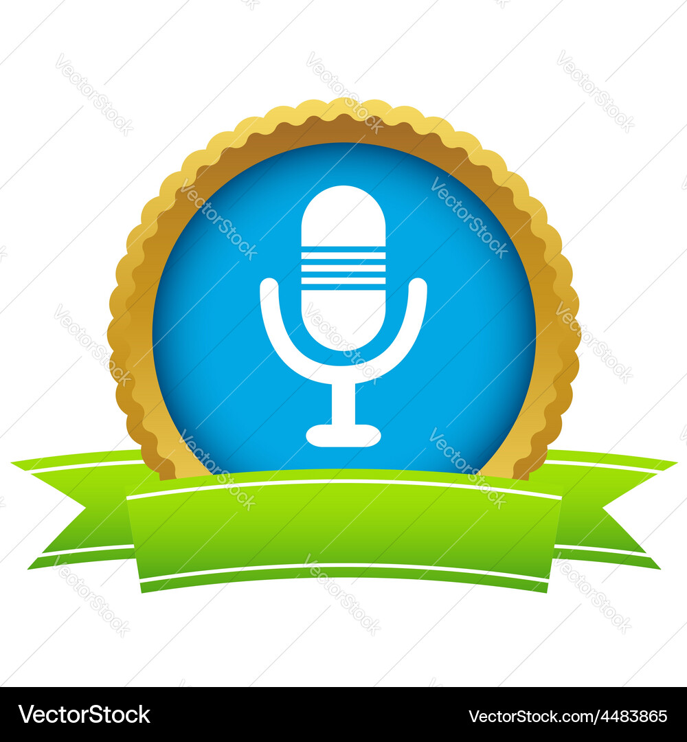 Gold microphone logo Royalty Free Vector Image
