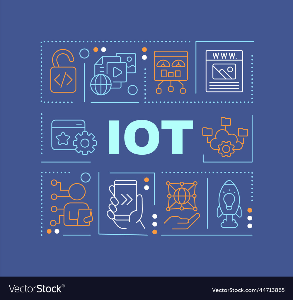 Internet of things word concepts dark blue banner Vector Image