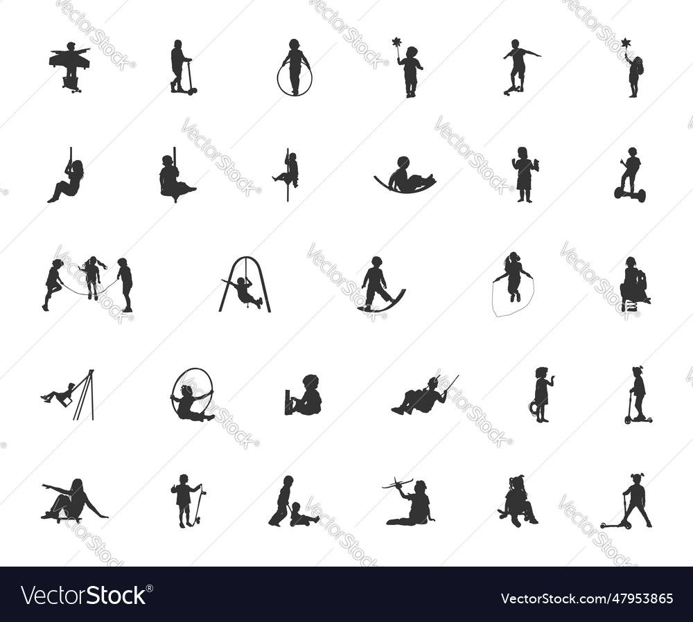 Kids playing silhouettes children playing svg Vector Image