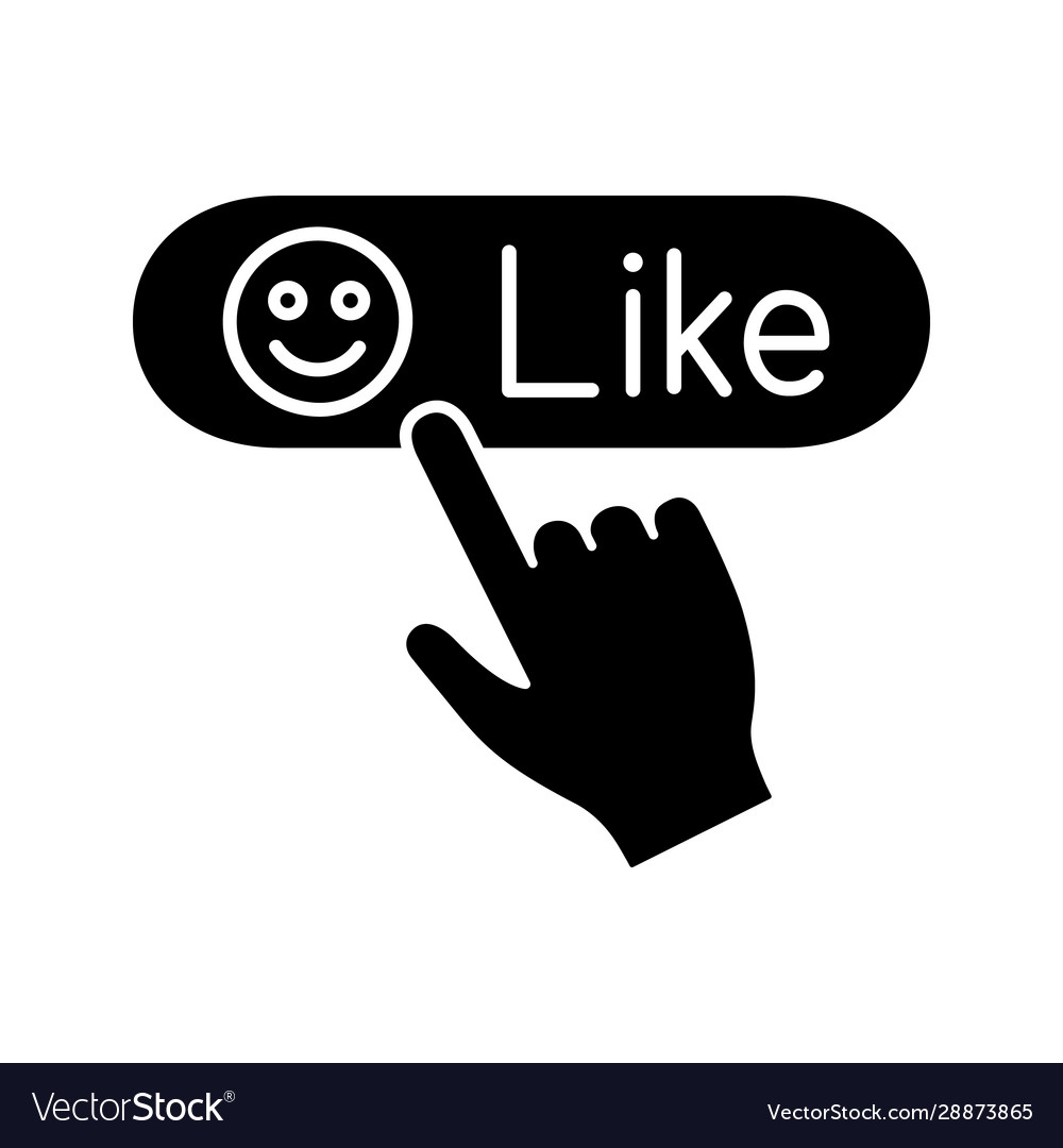 Like button click glyph icon Royalty Free Vector Image Like button click glyph icon Royalty Free Vector Image