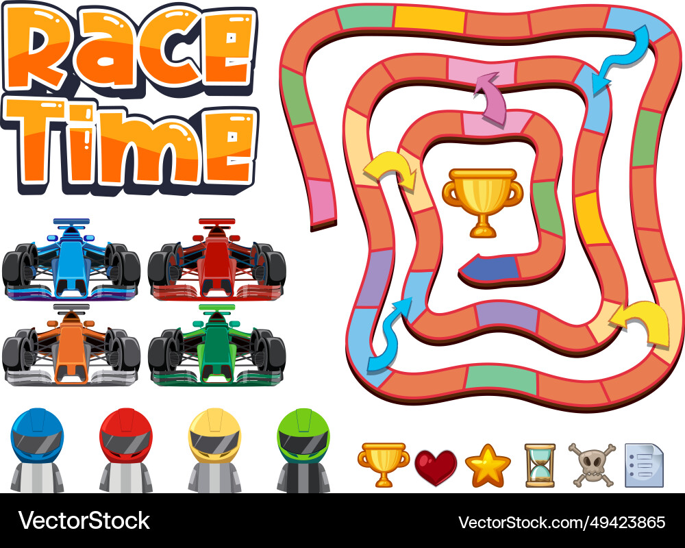 Maze game template with car racing theme Vector Image