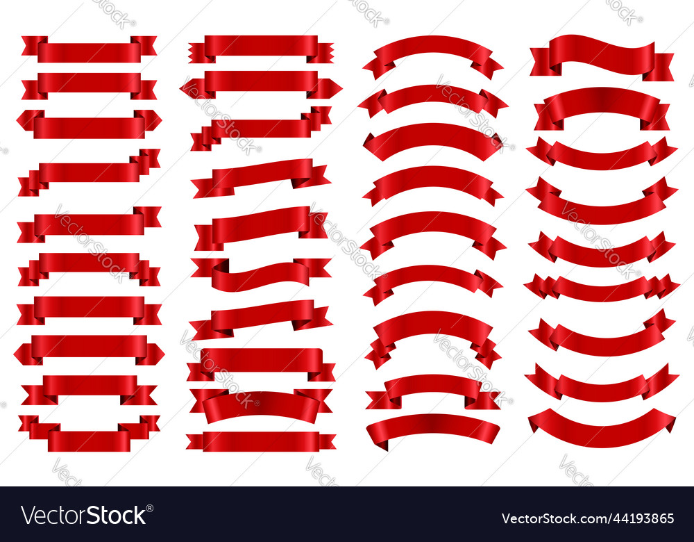 Red ribbon collection flat Royalty Free Vector Image