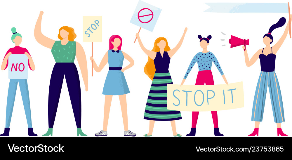 Women protesters female group protest strong Vector Image