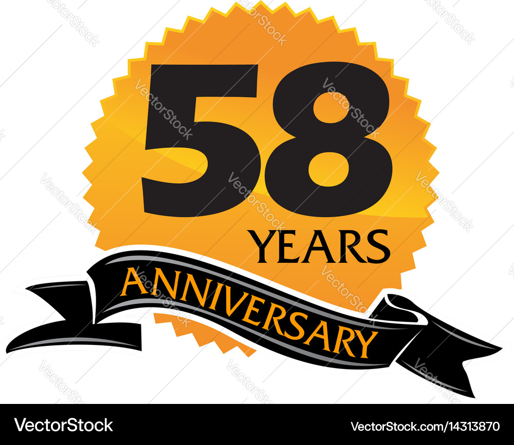 58 years ribbon anniversary Royalty Free Vector Image