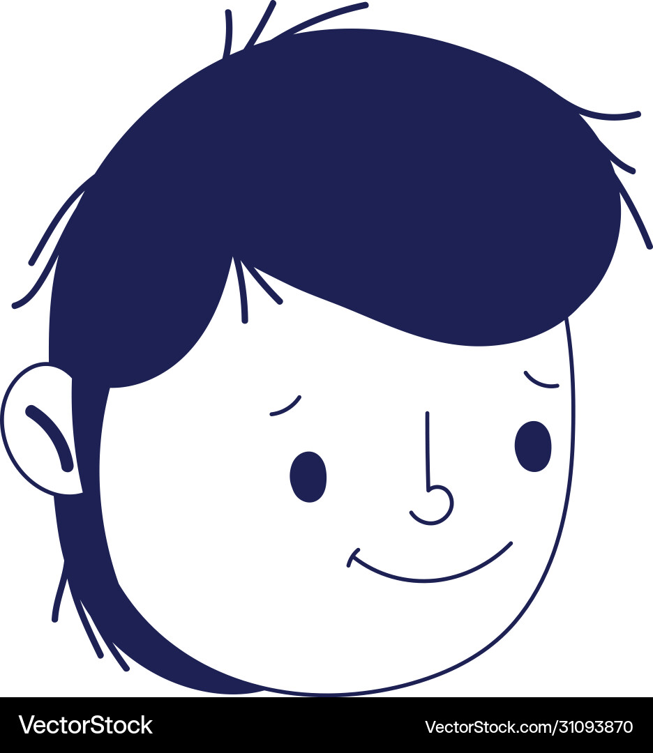 Boy face character avatar isolated icon on white Vector Image