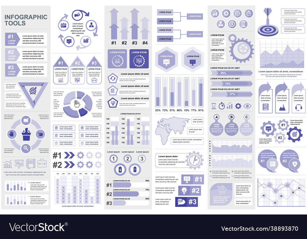 Bundle infographic elements data visualization Vector Image