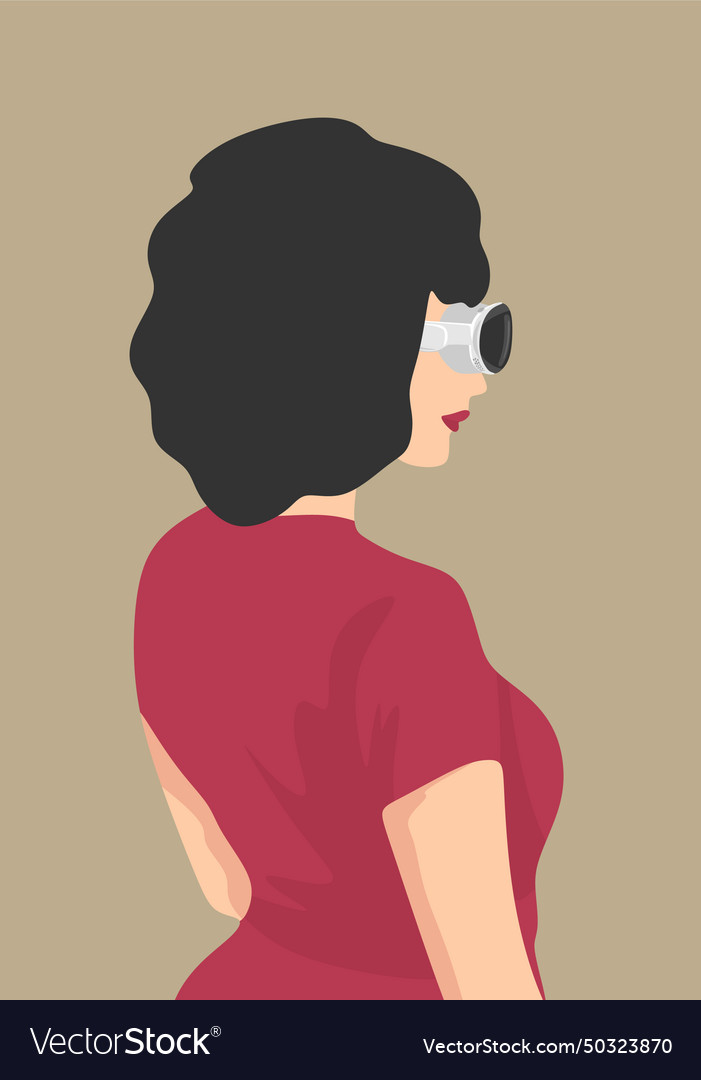 Girl with spatial computing device Royalty Free Vector Image