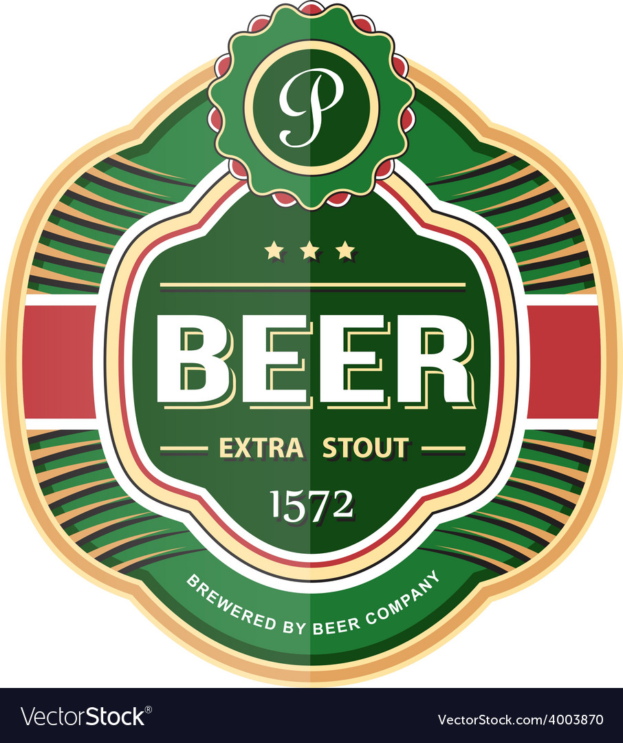 Green Beer Bottle Label Template Royalty Free Vector Image