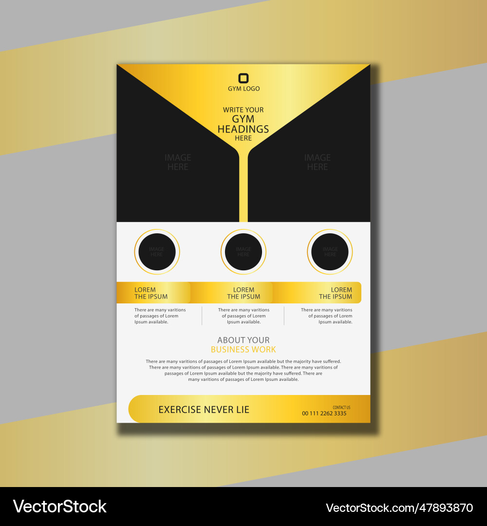 Gym membership business flyer template Royalty Free Vector