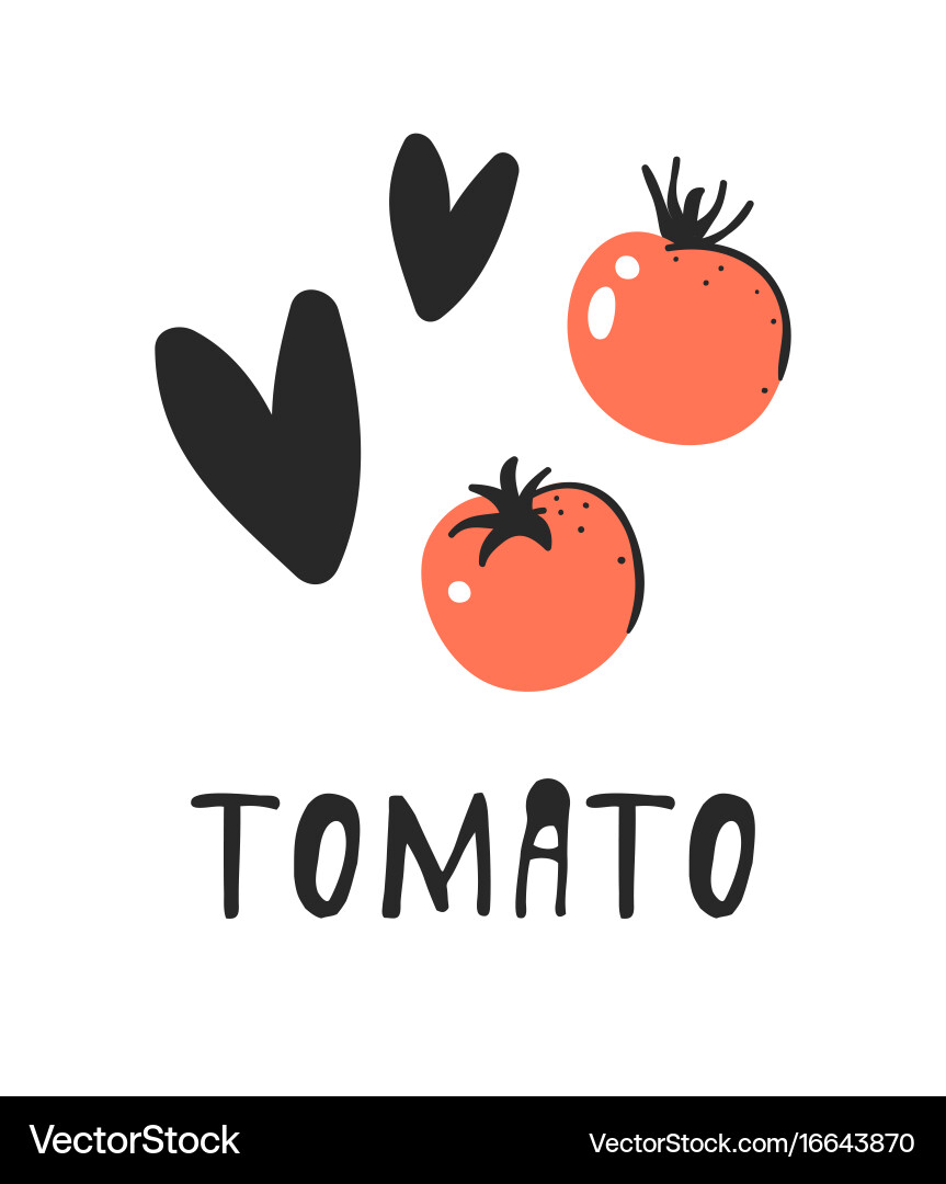 Hand drawn set of vegetable and text Royalty Free Vector