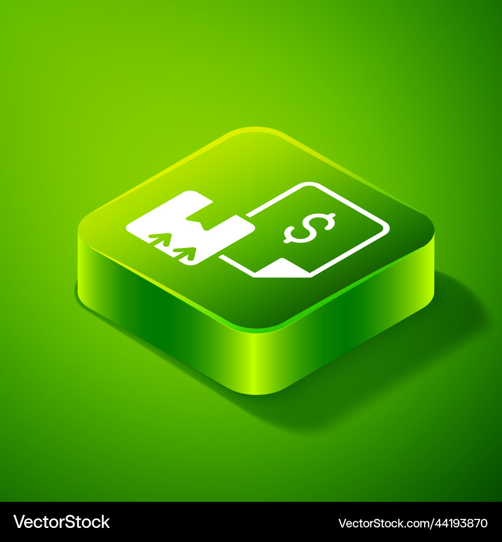 Isometric waybill icon isolated on green Vector Image