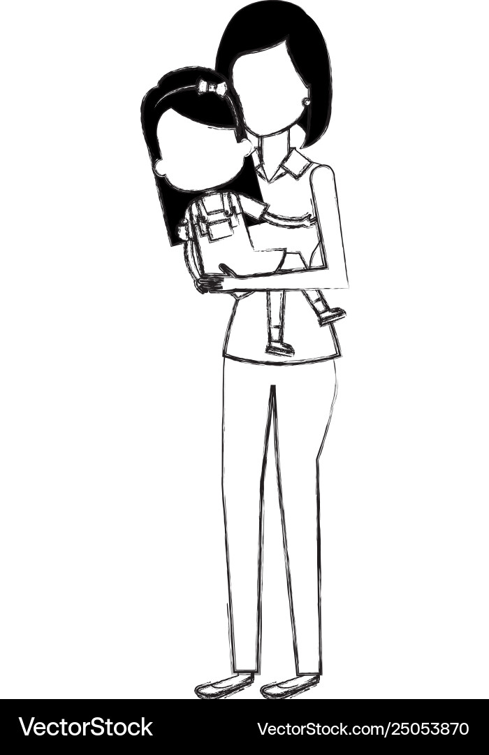 Mother lifting daughter characters Royalty Free Vector Image