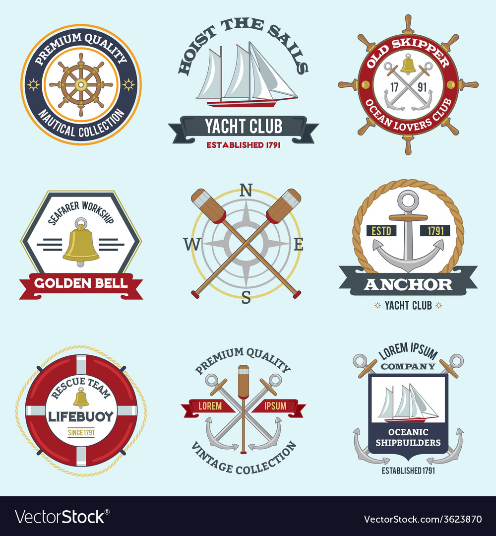 Nautical labels set Royalty Free Vector Image - VectorStock