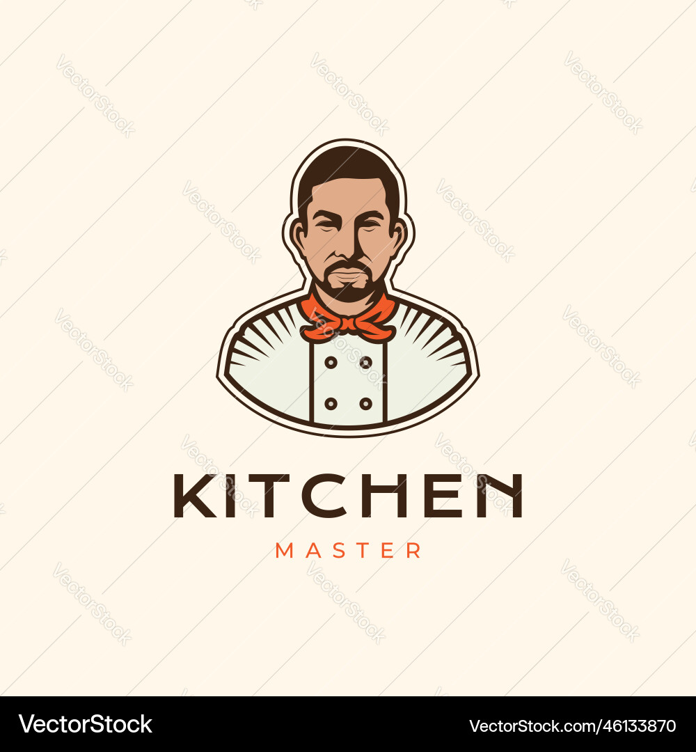 Old man chef master mustache cooking food kitchen Vector Image