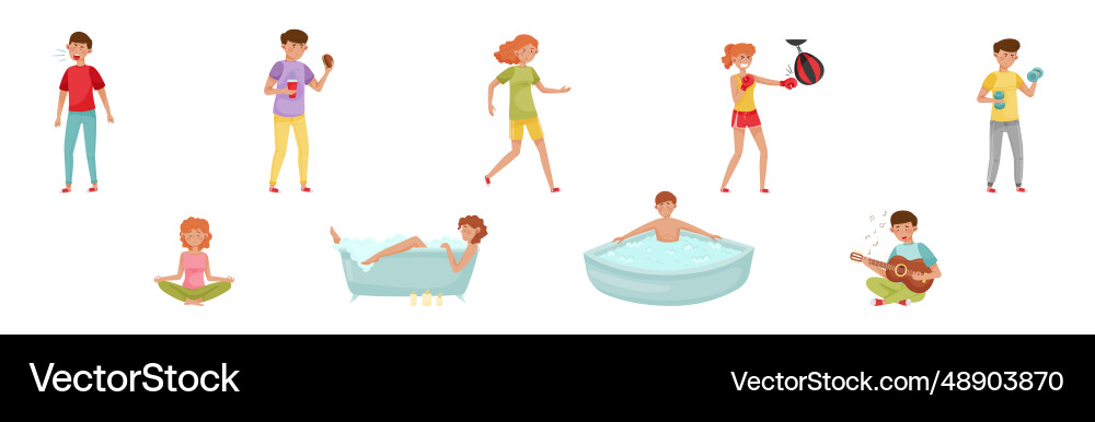 People characters relieve stress and relax Vector Image