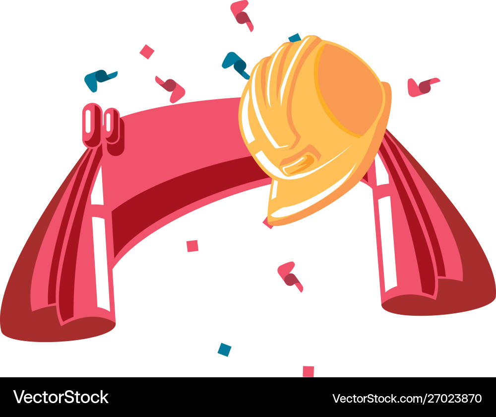 Ribbon decoration with helmet secure Royalty Free Vector