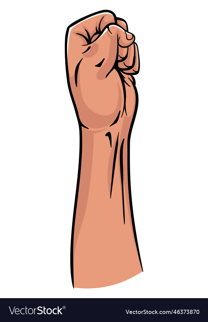 Rised fist hand gesture emblem hand Royalty Free Vector