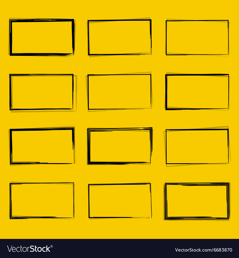 Set hand drawn rectangle Royalty Free Vector Image