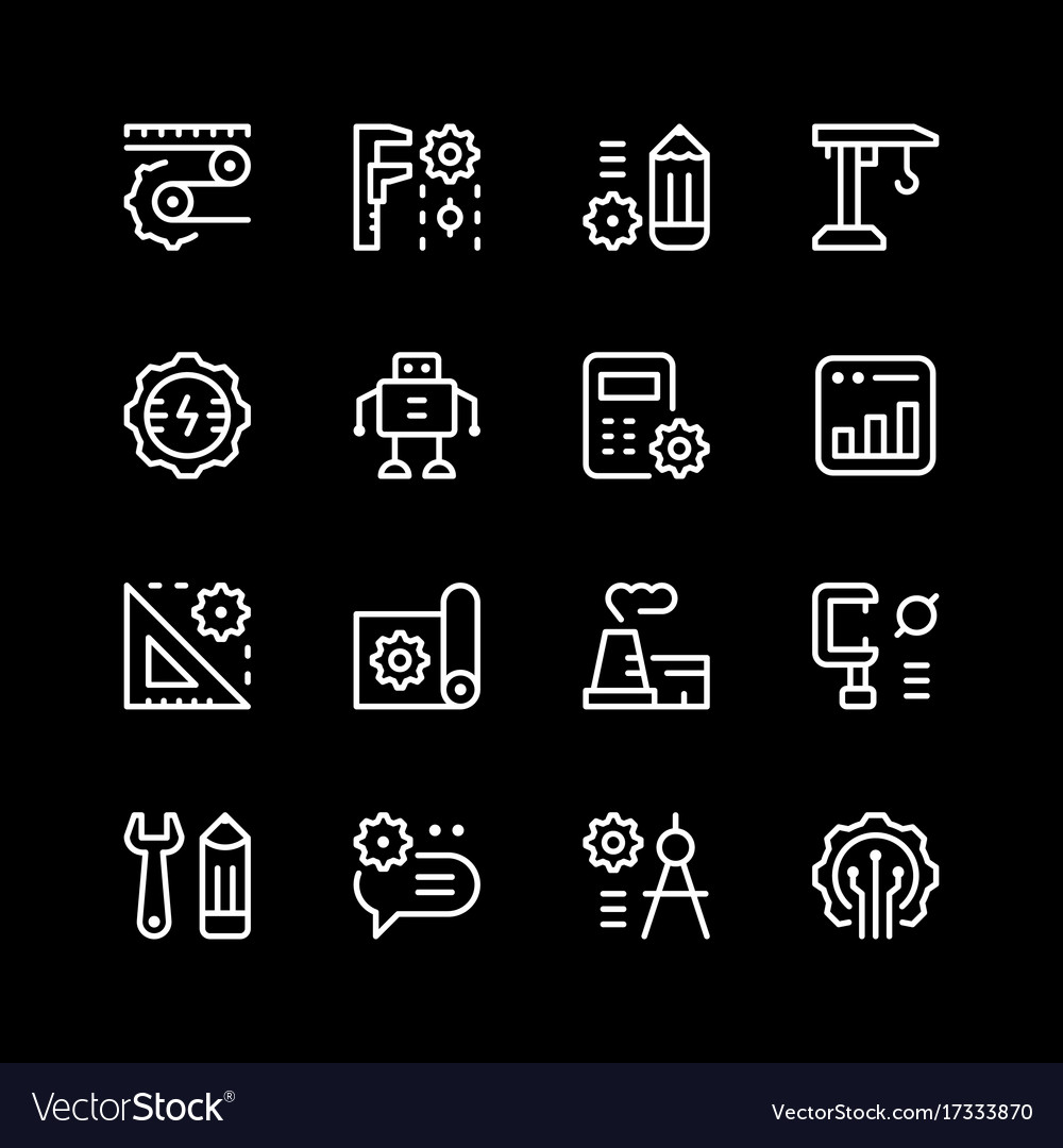 Set line icons of engineering Royalty Free Vector Image