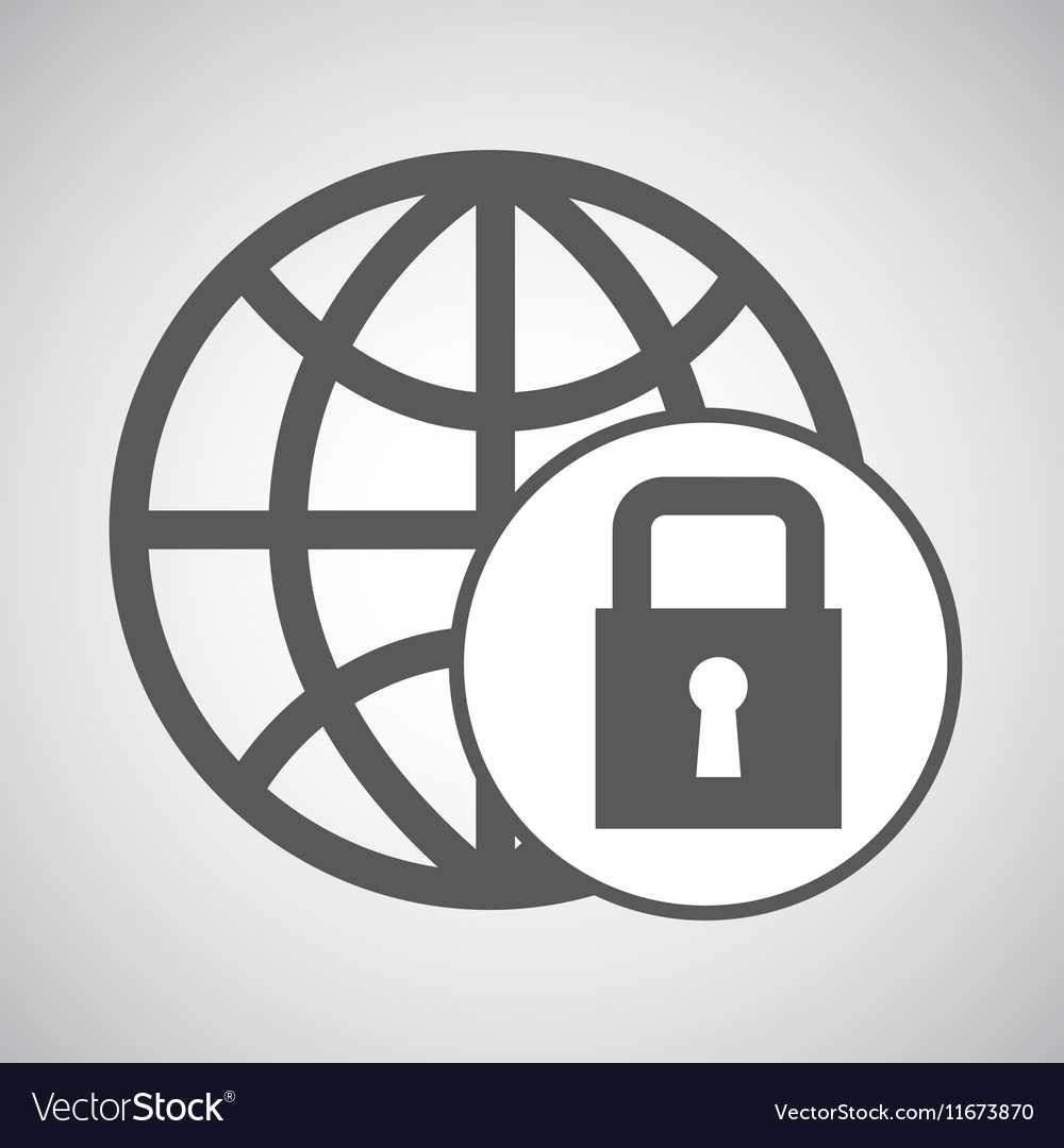 Technology globe protection lock media graphic Vector Image